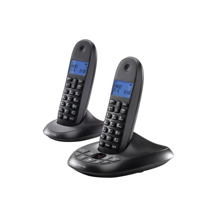 Motorola C1012LX DECT 6.0 Black 2-Handset Digital Cordless Home Phone ...