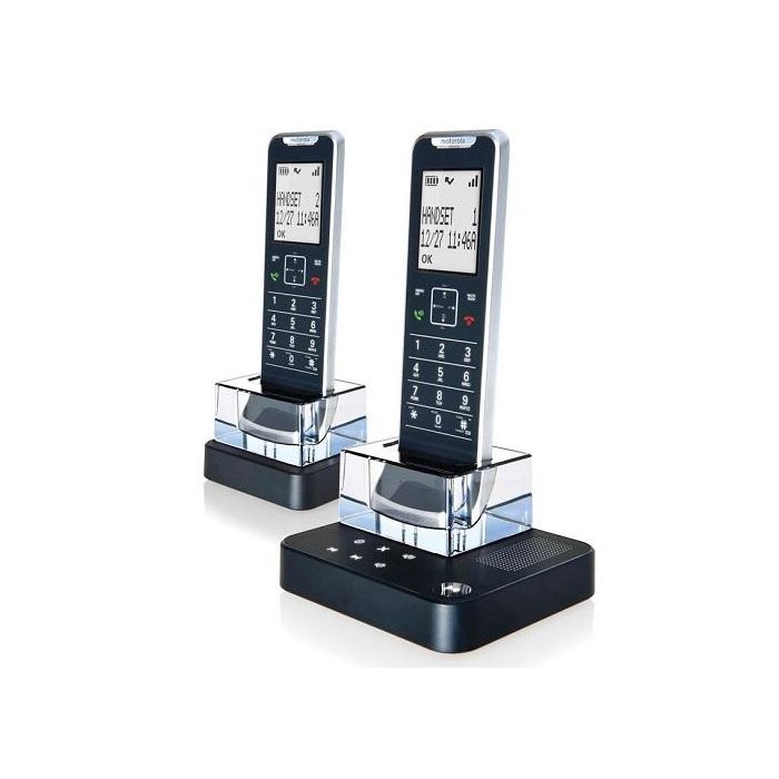 Motorola IT6-2 DECT 6.0 Black Digital Cordless Phone with 2-Handsets ...