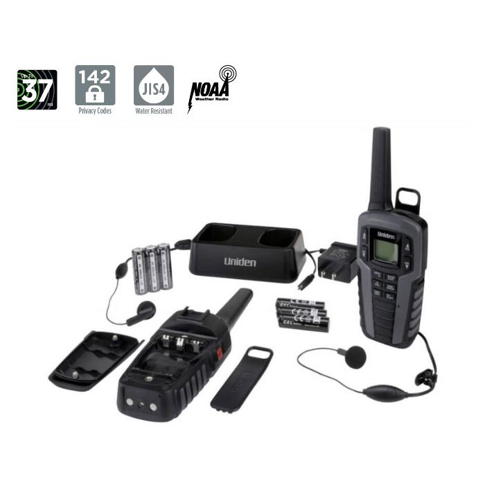 Uniden SX377-2CKHS 37 Mile Two Way Radio with Charger & Headsets